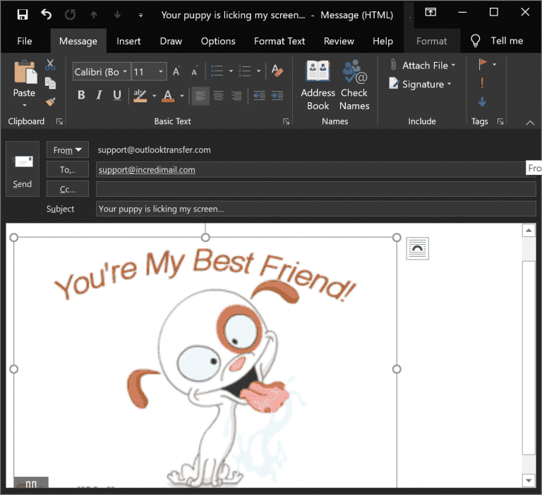 Comment ajouter un GIF animé Outlook dans un e-mail | Outlooktransfer.com