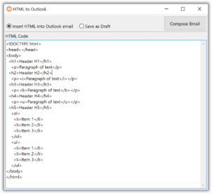 Inserting HTML into Outlook messages | Outlooktransfer.com