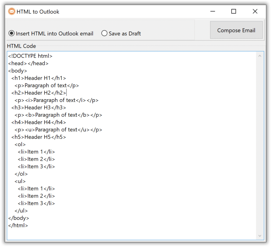 Inserting HTML into Outlook messages | Outlooktransfer.com