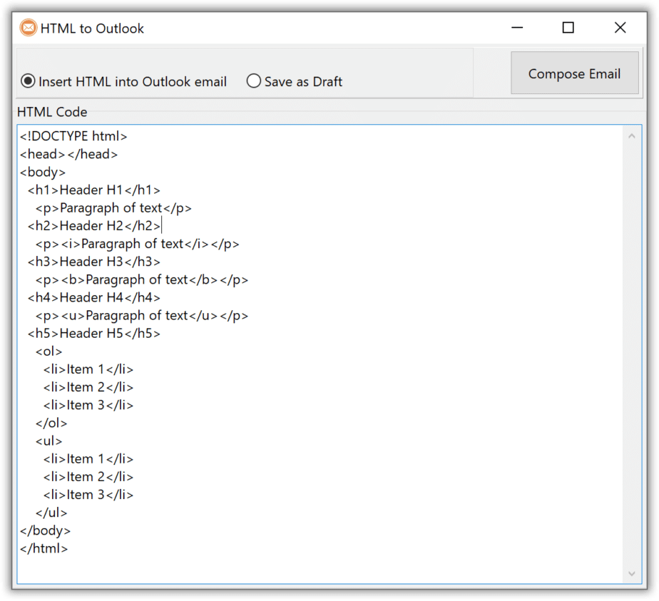 Inserting HTML into Outlook messages | Outlooktransfer.com