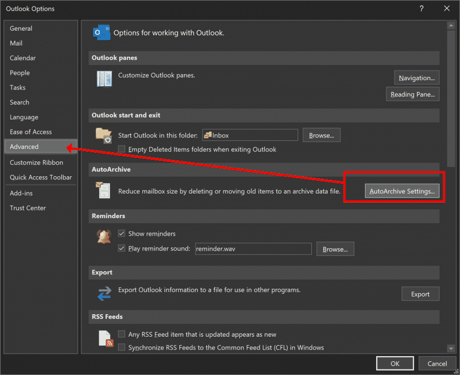 Outlook Autoarchive Settings | Outlooktransfer.com